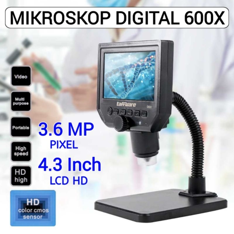 Jual Mikroskop Digital 3.6MP 600X Pembesaran Microscope Flexible Stand ...