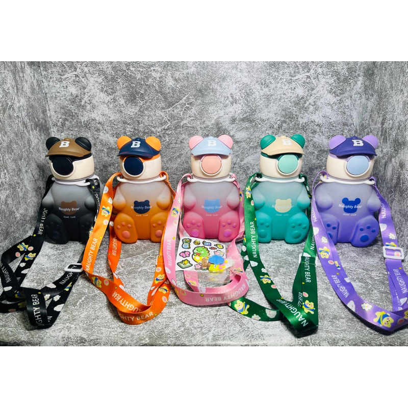 Jual botol minum naughty bear karakter plus tali | Shopee Indonesia