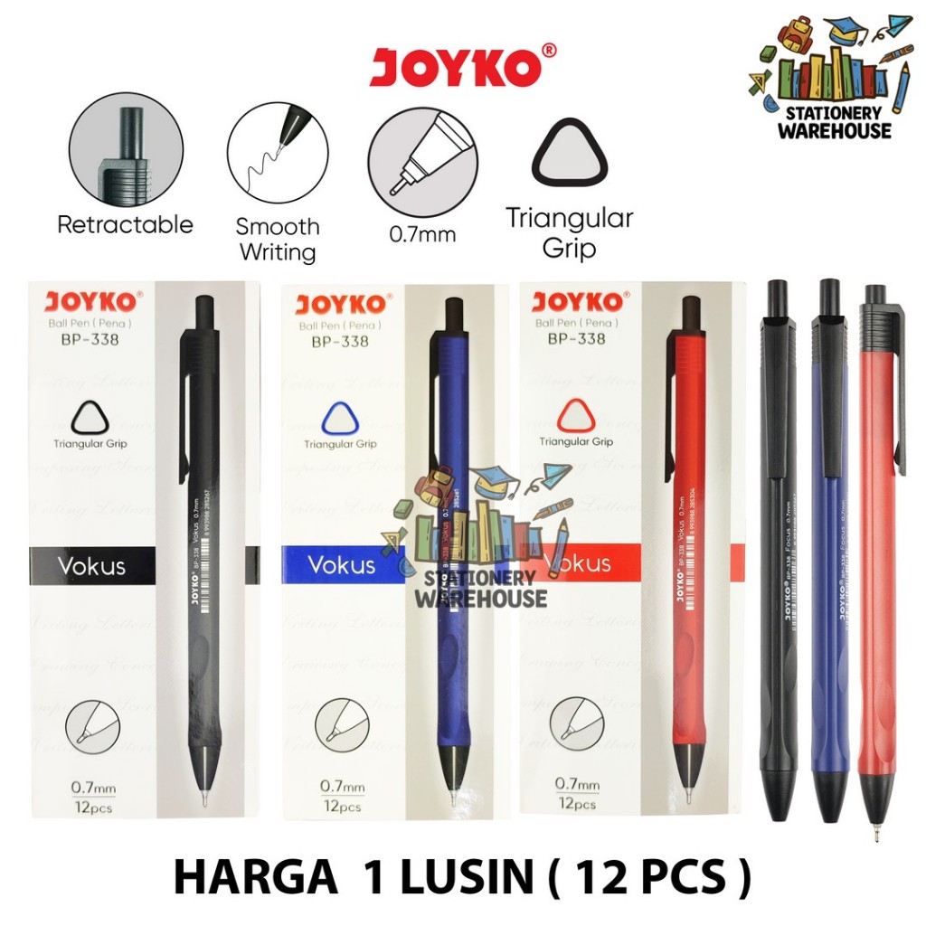 Jual Ball Pen Pulpen Pena Joyko BP-338 Focus 0.7 mm Ballpen Triangular ...