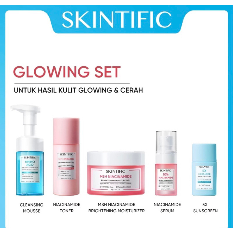 Jual SKINTIFIC 5pcs with sunscreen - Paket Skincare Low pH Cleanser ...