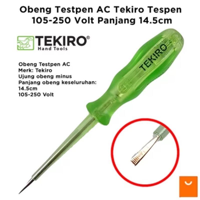 Jual Obeng Tespen AC TEKIRO Tespen Listrik 105-250 volt ac | Shopee ...