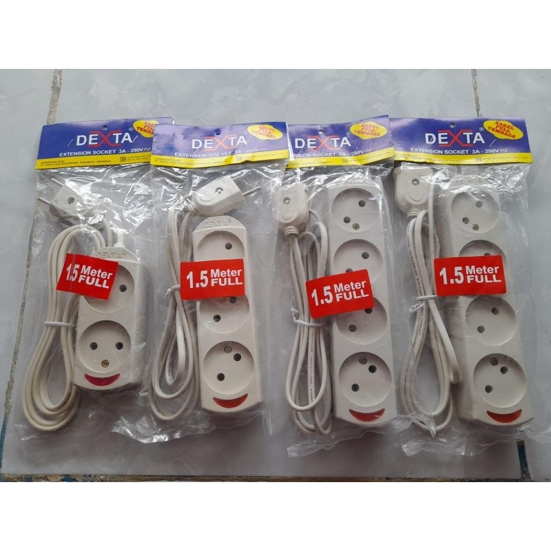 Jual STOP KONTAK LISTRIK GEPENG 1,5 METER LUBANG2 3 4+KABEL SNI DEXTA ...