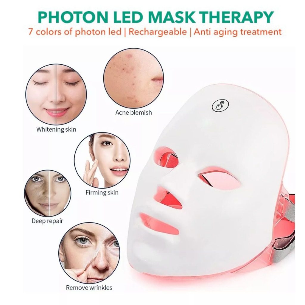 Jual Light Masker LED Facial Mask Photon Therapy 7 IN 1 Color 1200mAh ...