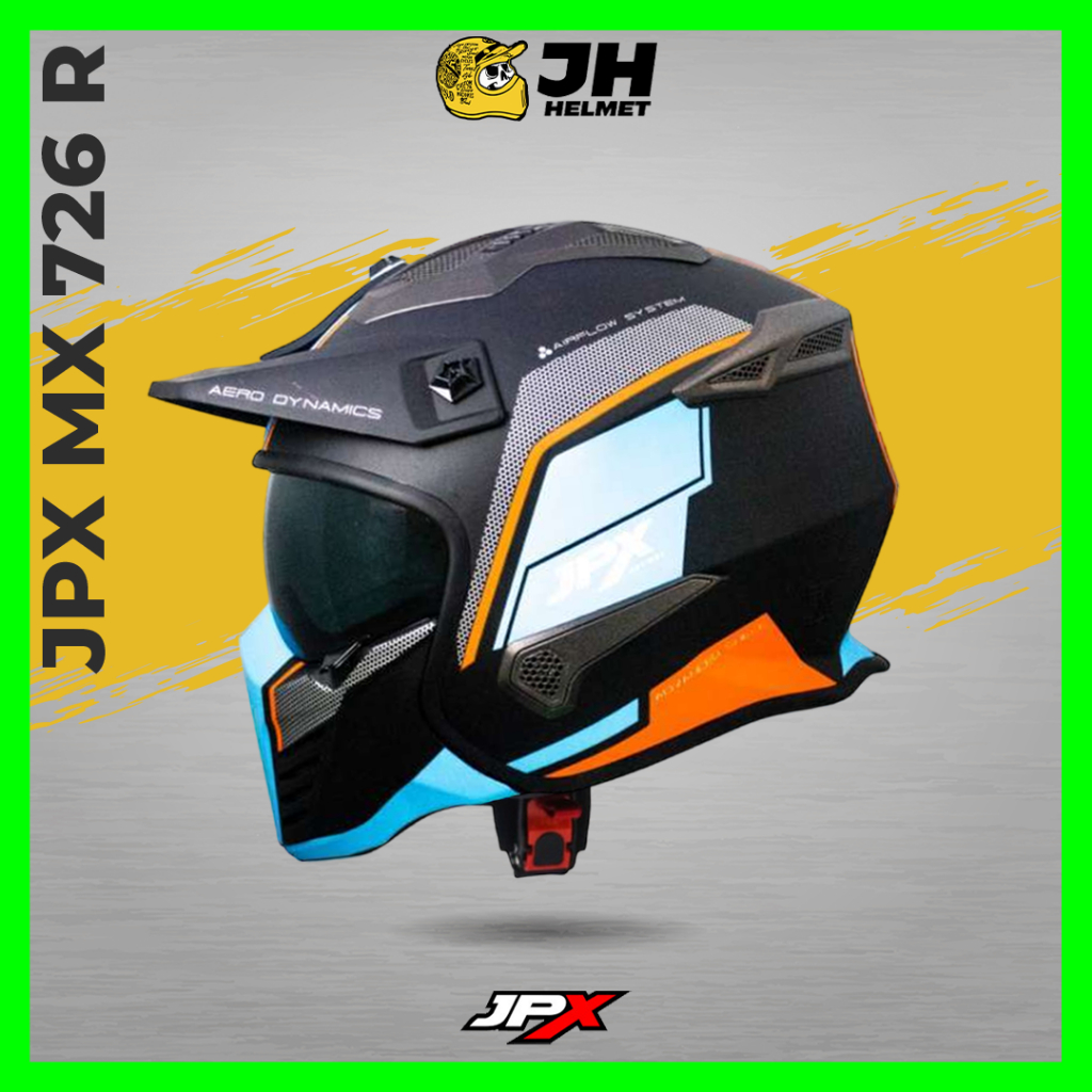 Jual Helm JPX MX 726R Motif R01 Tritone Black Orange Doff | Helm Full Face | Helm Modular | Jual ...