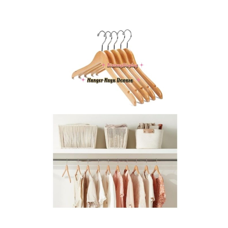 Jual Hanger Kayu DEWASA NATURAL / Hanger Kayu Dewasa Natural | Shopee ...
