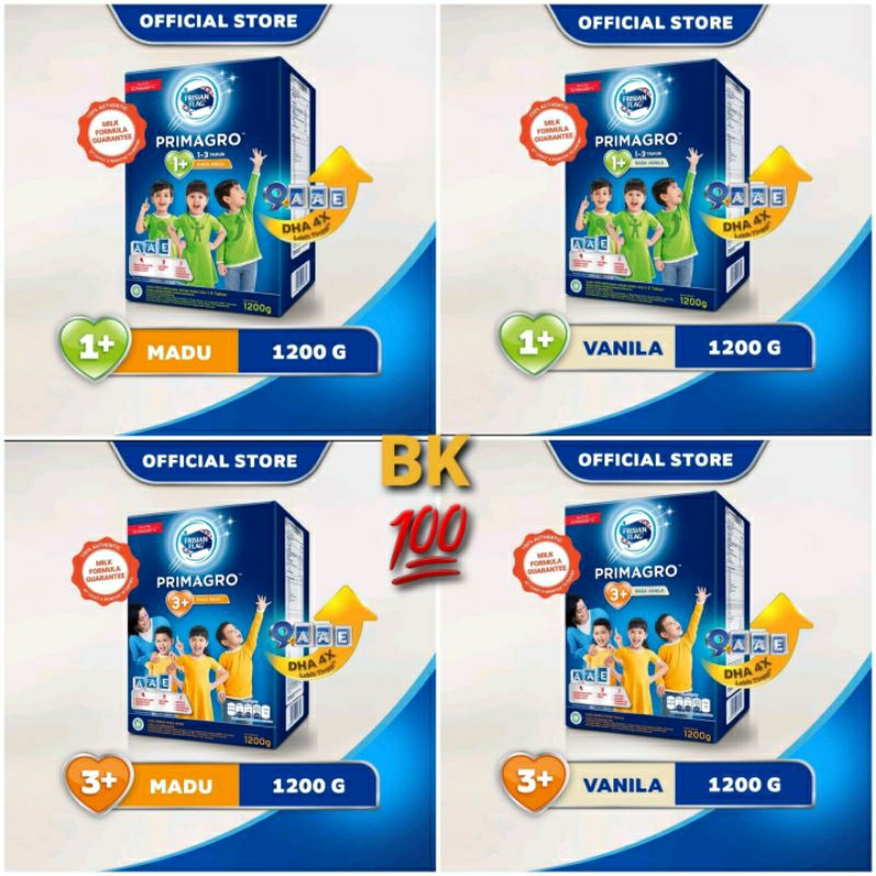 Jual FRISIAN FLAG PRIMAGRO 1+ / 3+ MADU / VANILA 1200 Gr Susu ...