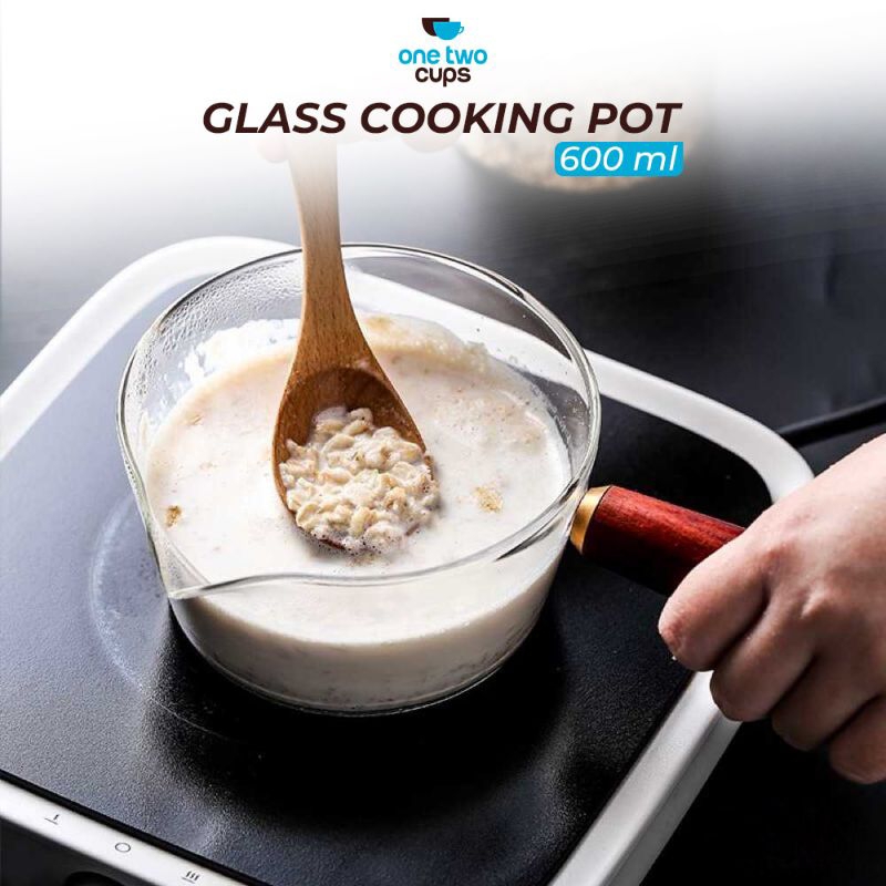 Jual SAUCEPAN KACA GLASS COOKING POT BOROSILICATE WOODEN HANDLE ...