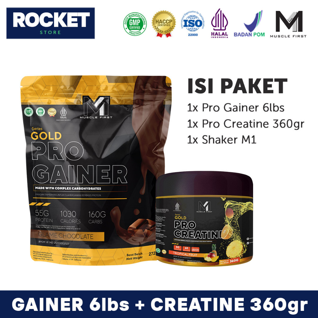 Jual Muscle First M1 Pro Gainer 6 lbs + Pro Creatine 300 gram Paket ...