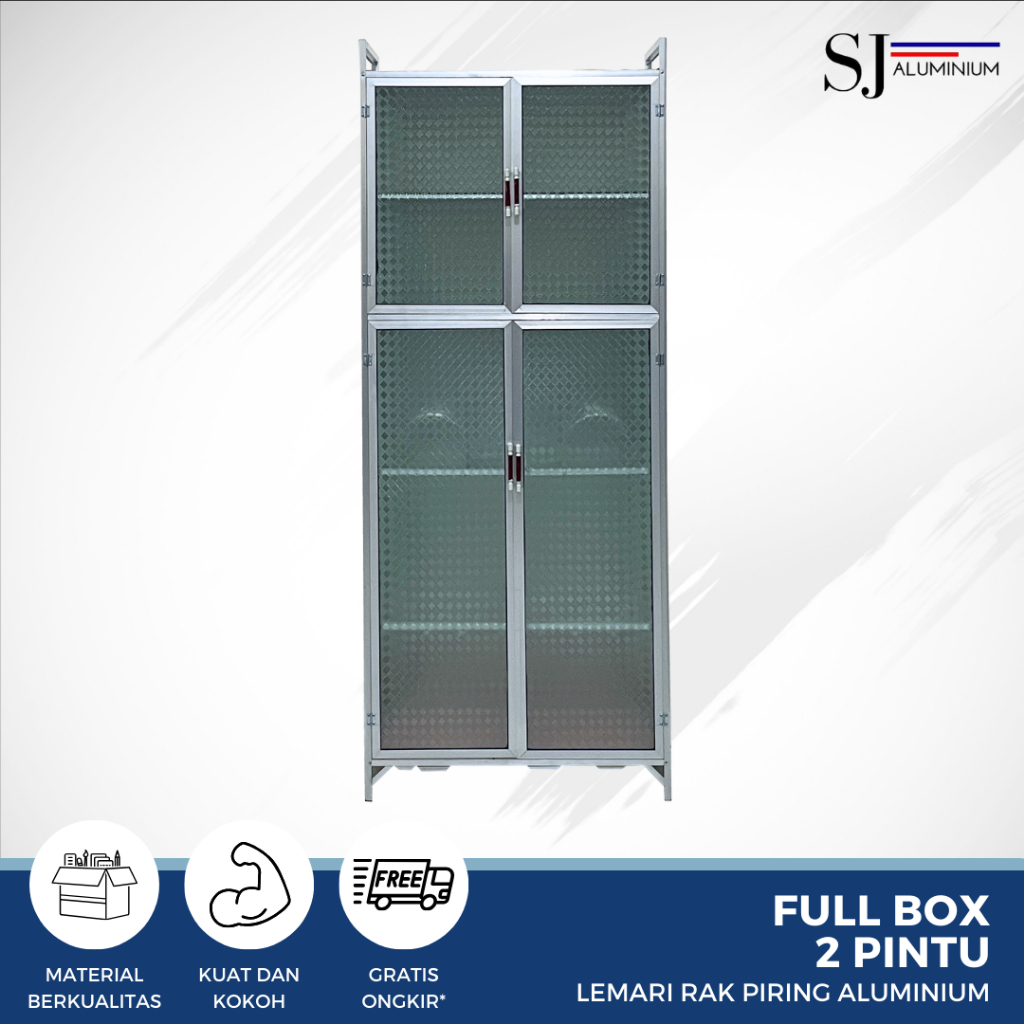 Jual SJA - Rak Piring / Lemari Piring / Rak Dapur Kaca Aluminium - Full Box 2 Pintu | Shopee ...