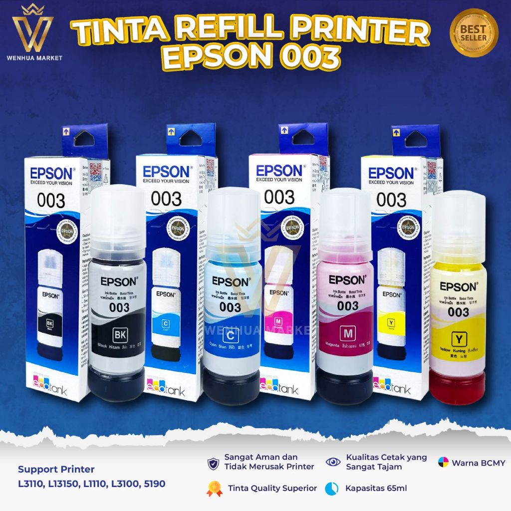 Jual 1 Set 4 Warna Tinta Epson 003 Tipe Printer L3110 L13150 L1110 ...