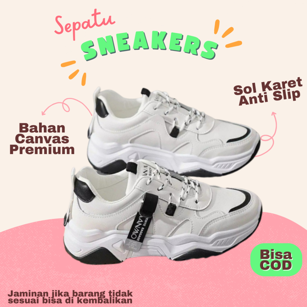 Jual Sepatu Sneakers Wanita Sepatu Wanita Kekinian Remaja Cewek Korea ...