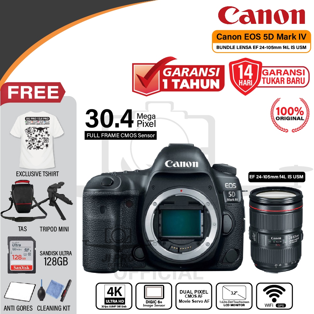 Jual Canon 5D IV Body Kit EF 24-105mm f4L IS USM Lens - f 4L - Camera DSLR | Shopee Indonesia