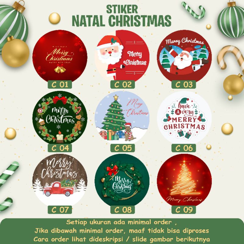 Jual Stiker Christmas Stiker Natal Sticker Hampers Natal Bulat Label ...