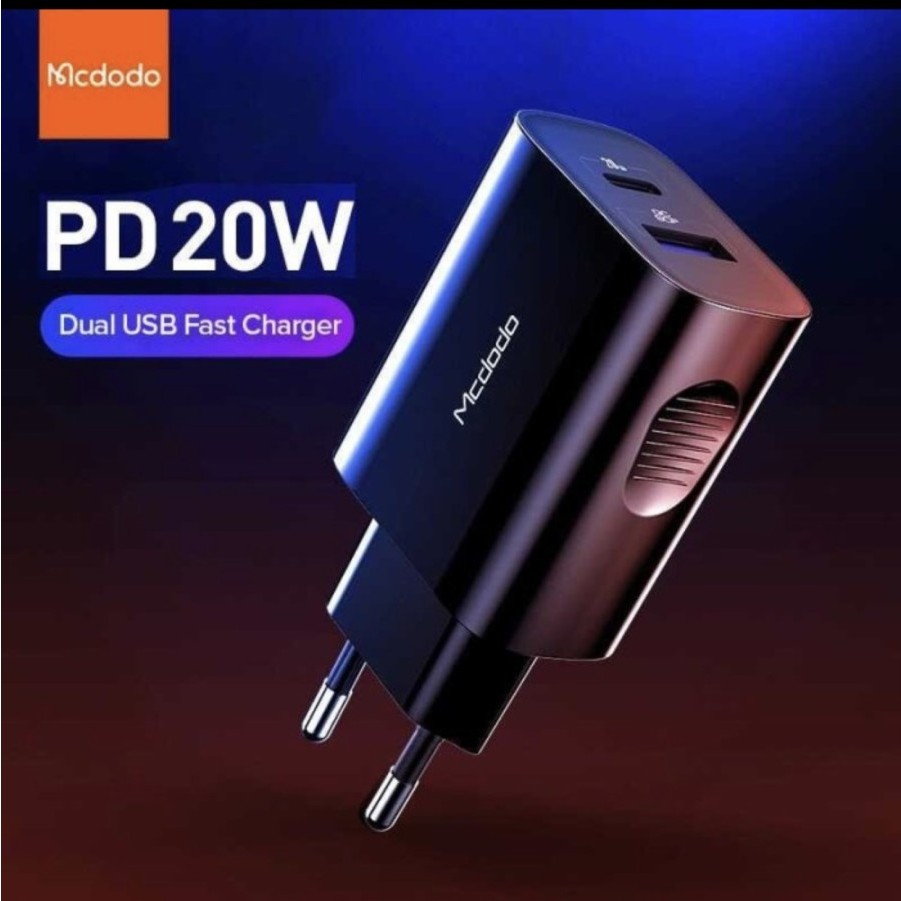 Jual MCDODO ADAPTOR CHARGER DUAL PORT USB TYPE C FAST CHARGING PD ...