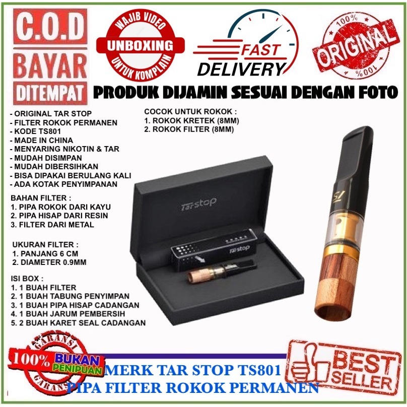 Jual TAR STOP TS801 PIPA FILTER SARINGAN ASAP PERMANEN UKURAN 8MM ...