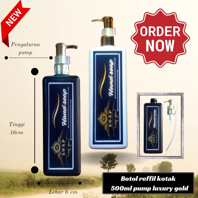 Jual botol sabun cair // botol pump gold 500 ml kotak //body wash ...