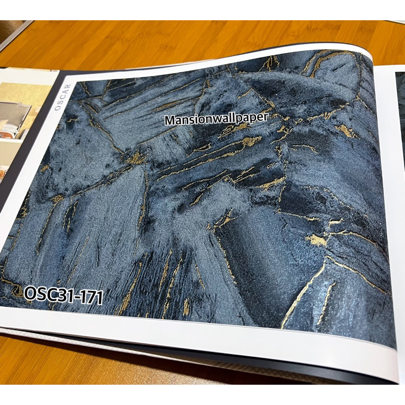 Jual Wallpaper Dinding Marmer Granit Batu Alam Abstrak Sapuan Biru ...