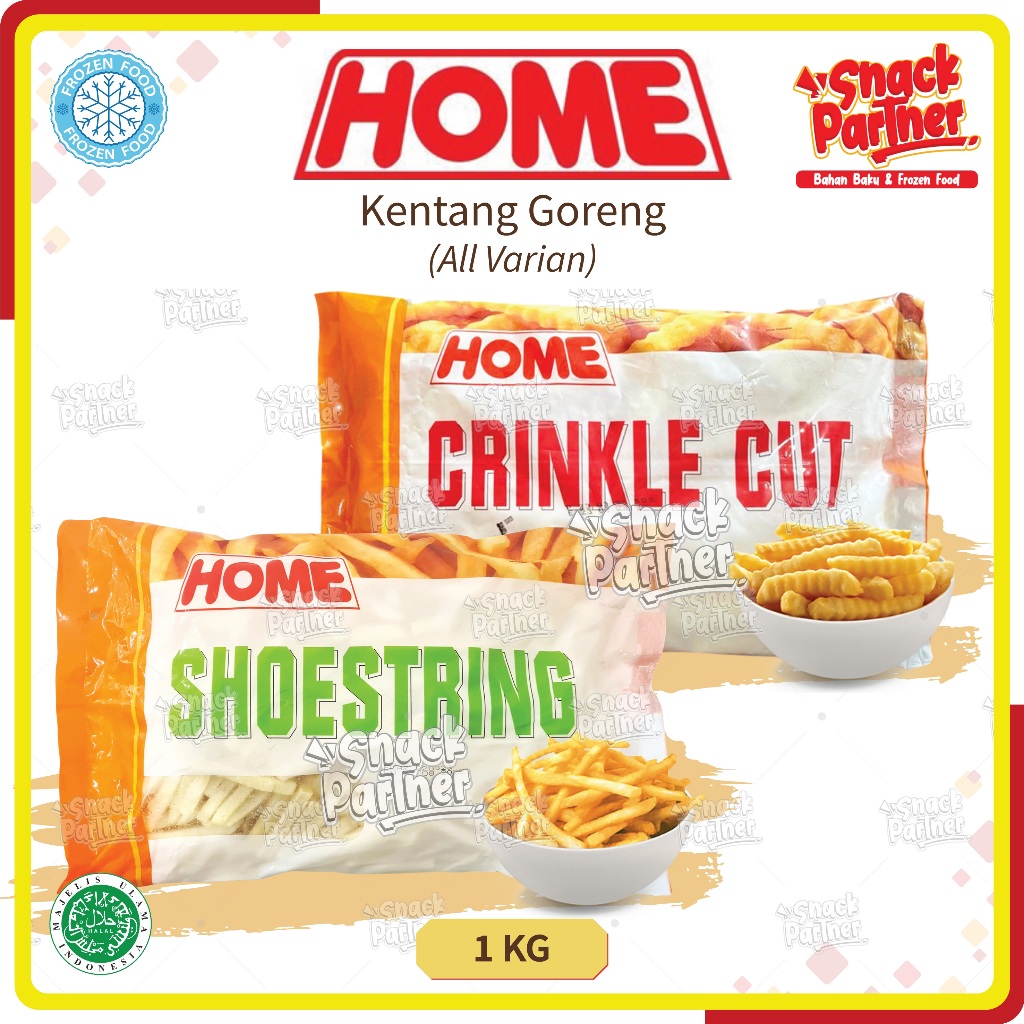 Jual HOME French Fries / Kentang Goreng 1 KG - Straight / Crinkle Cut / Shoestring - FROZEN FOOD ...