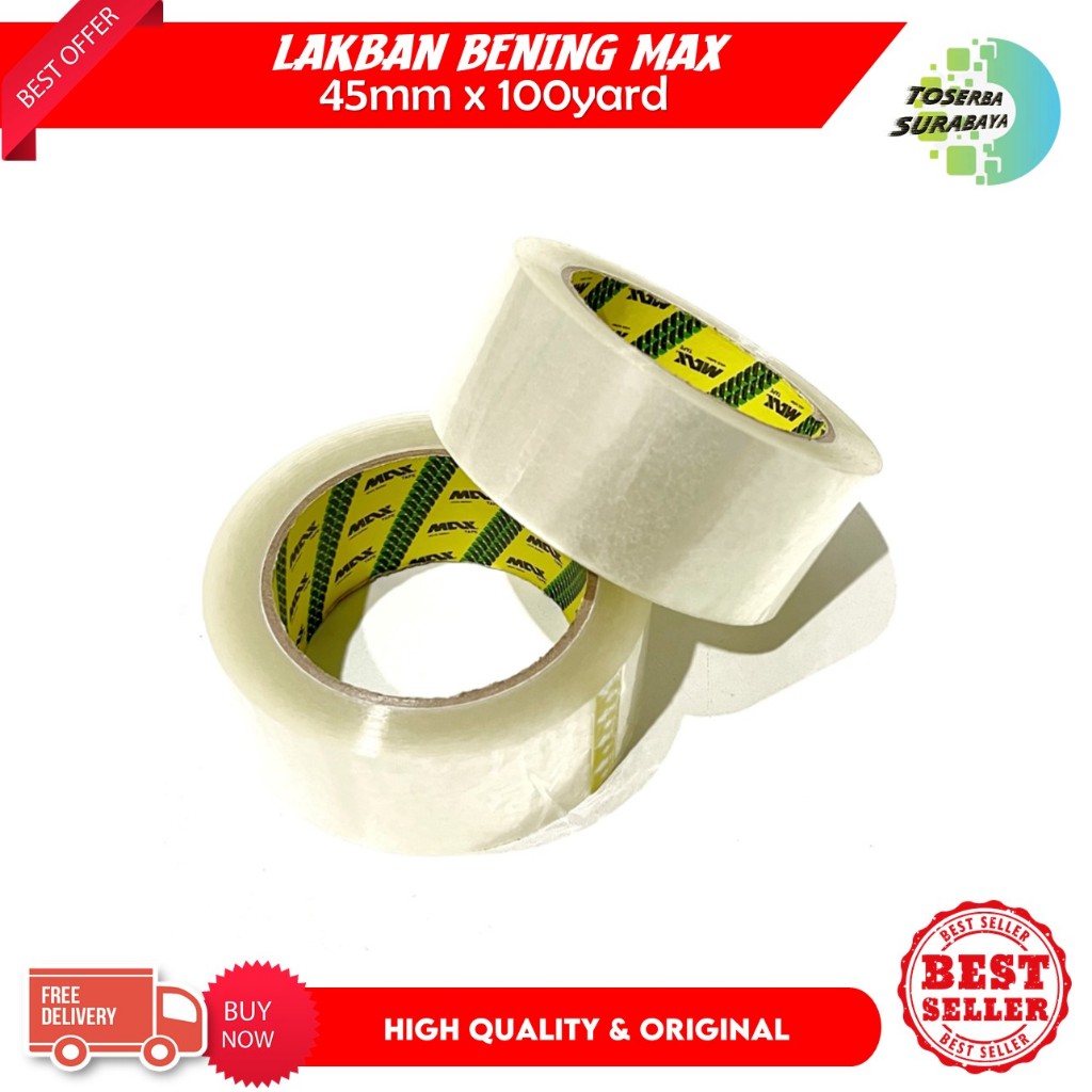 Jual LAKBAN BENING 45mm x 100yard MAX - MURAH Kuat & Tebal (Isolasi ...