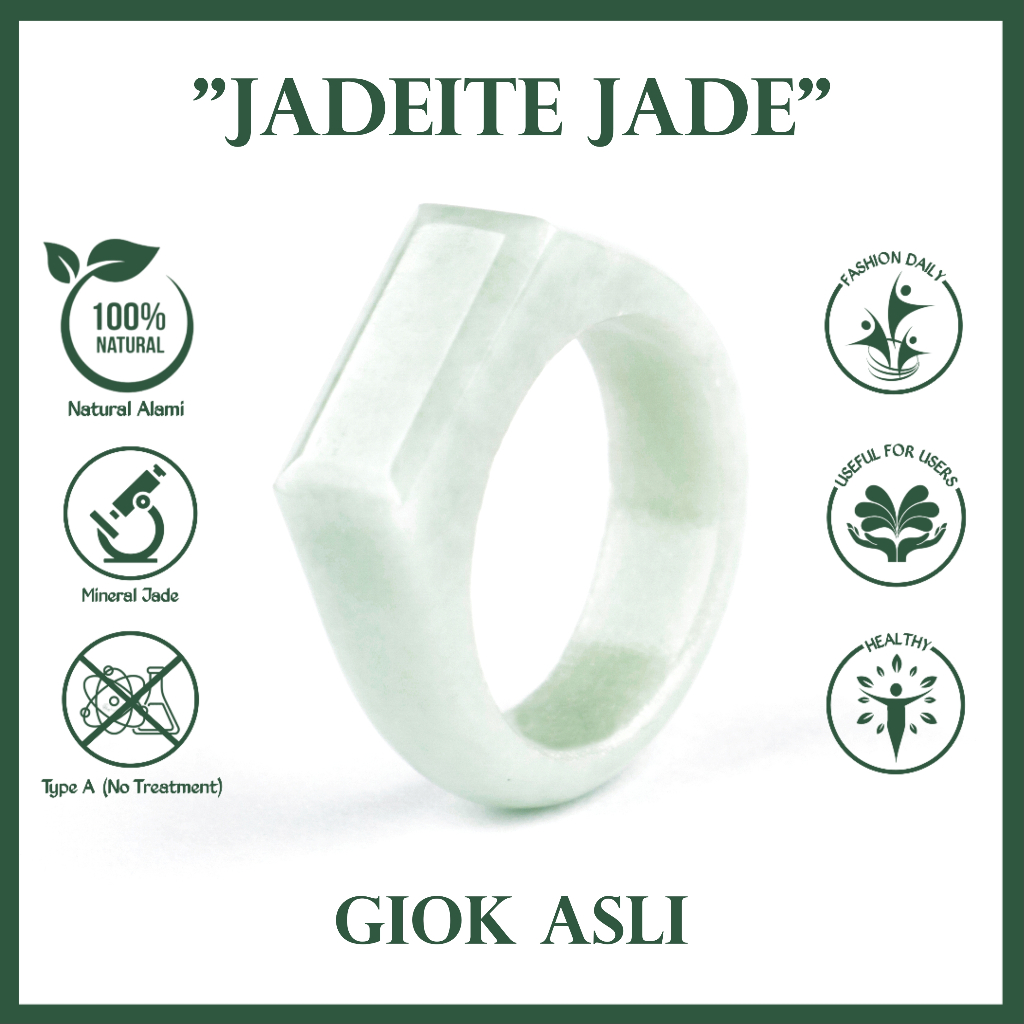 Jual Cincin Batu Giok Hijau Natural Jadeite Jade Original Stone Ring ...