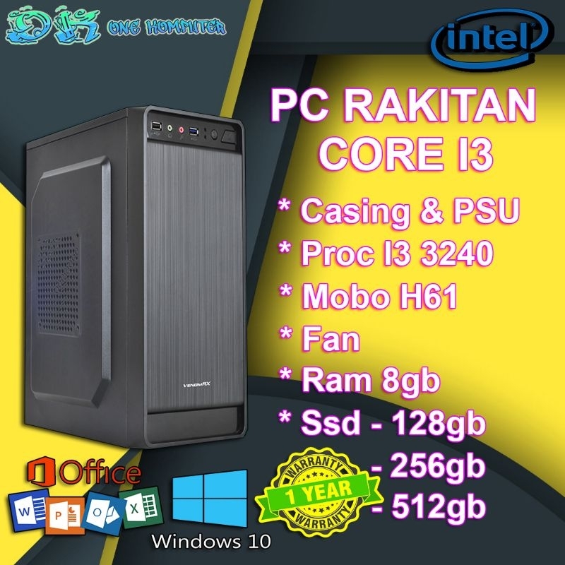 Jual Cpu Rakitan Core i3 3240 // Mobo H61 // Ram 8Gb // Ssd 128Gb ...