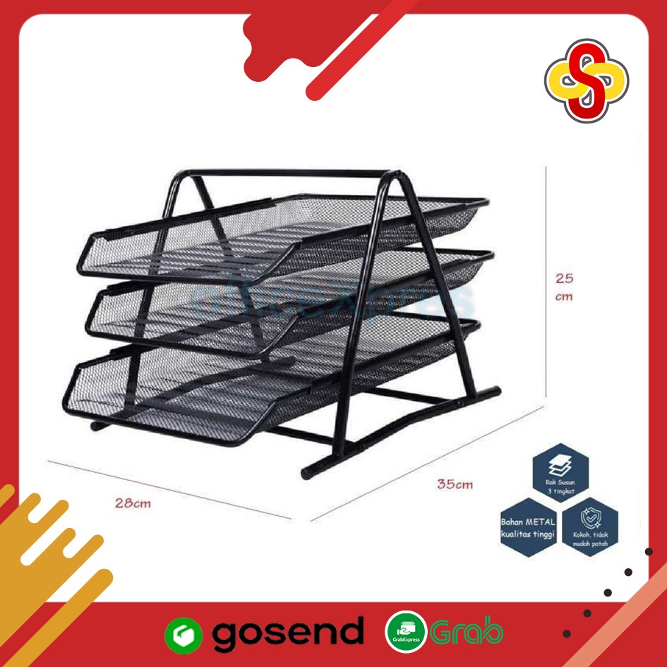 Jual Rak 3 Susun Besi / Document Tray Besi / File Document Tray 3 Layer ...