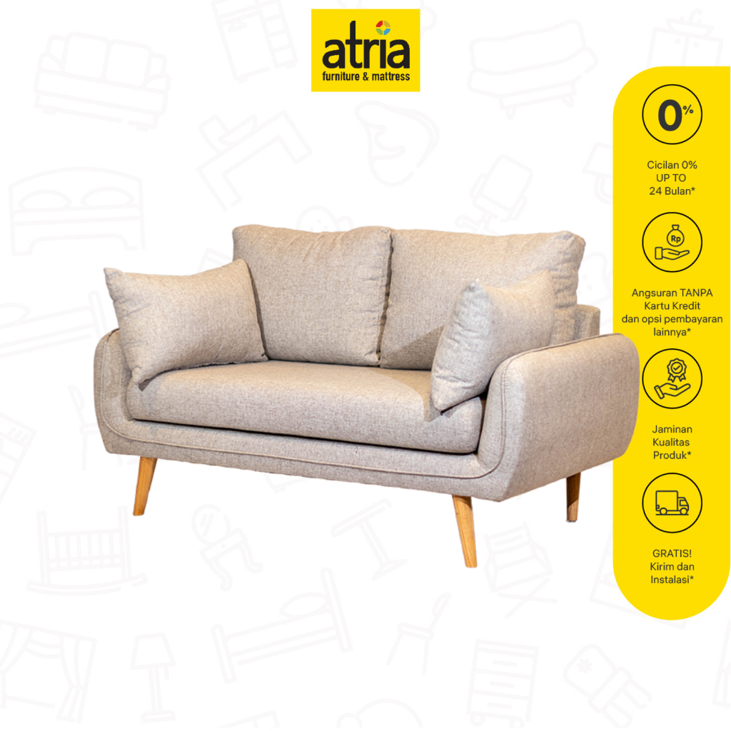 Jual Atria Sofa Ruang Tamu 2 Dudukan Jasmine Fabric Paloma | Shopee ...
