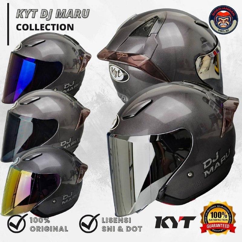 Jual HELM KYT DJ MARU SOLID GUNMETAL PAKET GANTENG SPOILER 3D | KYT HALF FACE DJ MARU SOLID ...