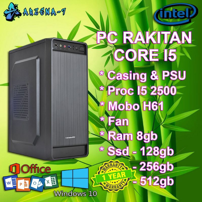 Jual Cpu Rakitan Core i5 Gen 2 ( Mobo H61 + Proc Core i5 2500 + Ram 8Gb + Ssd 128Gb / 256Gb ...