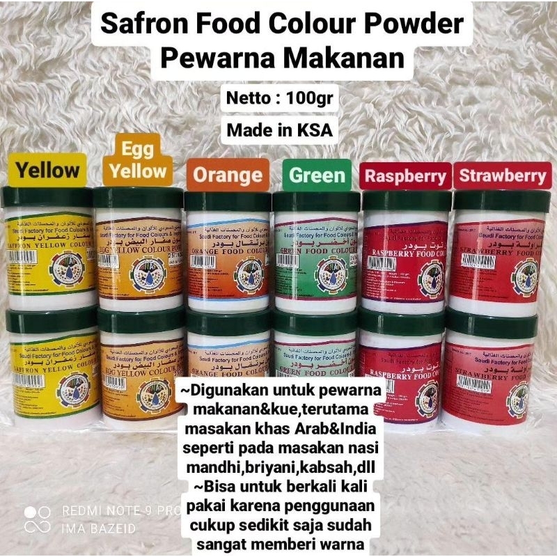 Jual Safron pewarna makanan Yellow, Egg yellow, Green, Strawberry ...