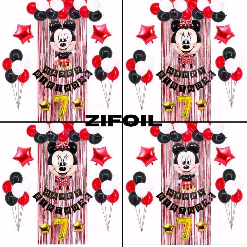 Jual Zifoil Set Dekor Ulang Tahun Anak Balon Mickey Minnie Simple ...