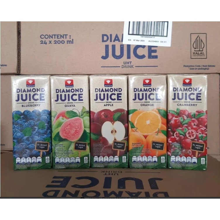 Jual DIAMOND UHT Juice Drink 200ml, Jus Buah Blueberry/Cranberry/Guava ...