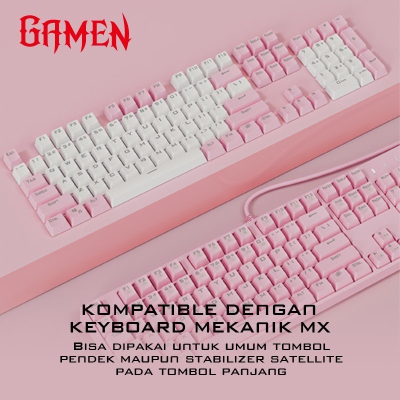 Jual KEYCAPS KEYBOARD GAMEN GMK01 Pink White For Mechanical Kompatibel ...