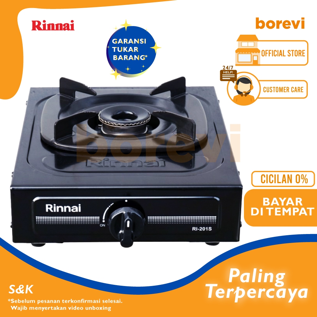 Jual Rinnai Ri201s Kompor Gas 1 Tungku Stove Sun Burner Body Ceflon ...