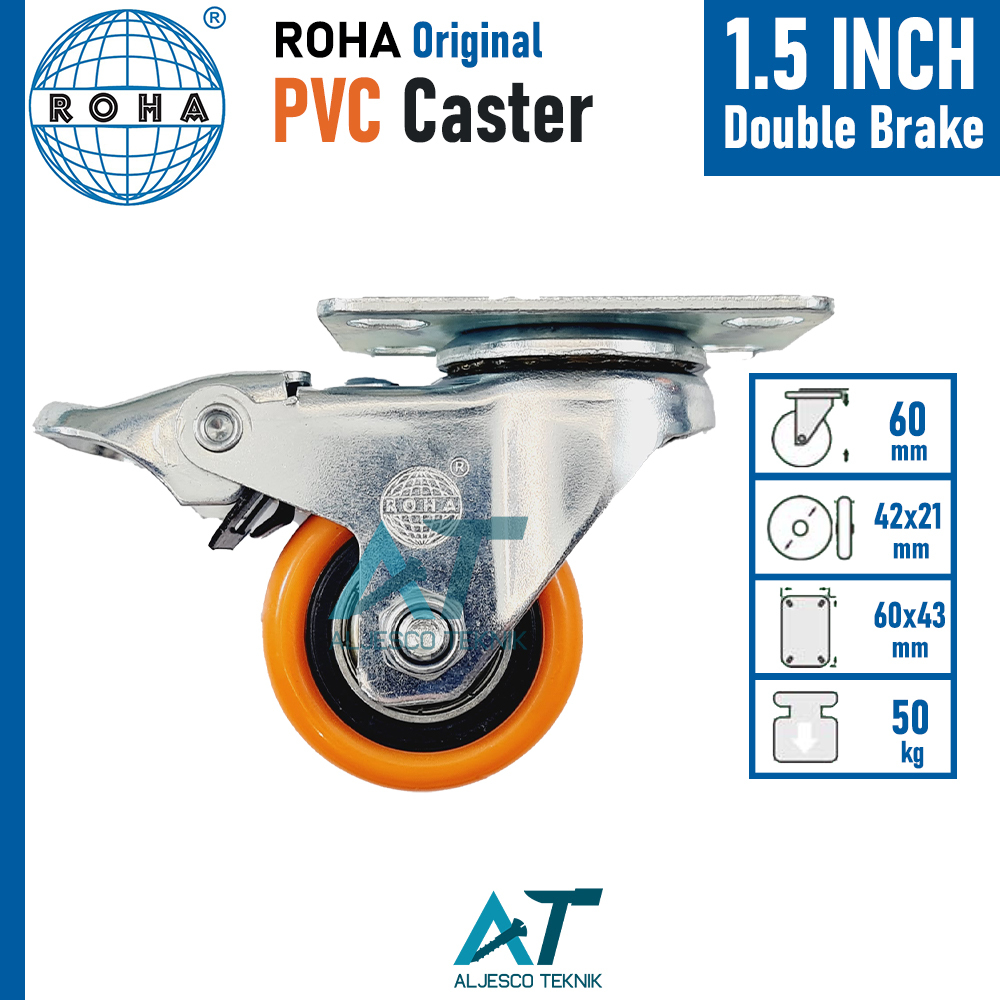 Jual RODA HEAVY DUTY 1.5 INCH REM PVC ETALASE - TROLI - GEROBAK ...