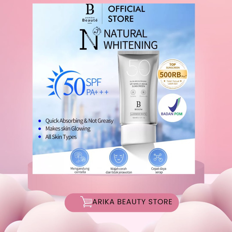 Jual Premiere Beaute Glow Brightening UV SHIELD AQUA SUNSCREEN SPF 50PA ...
