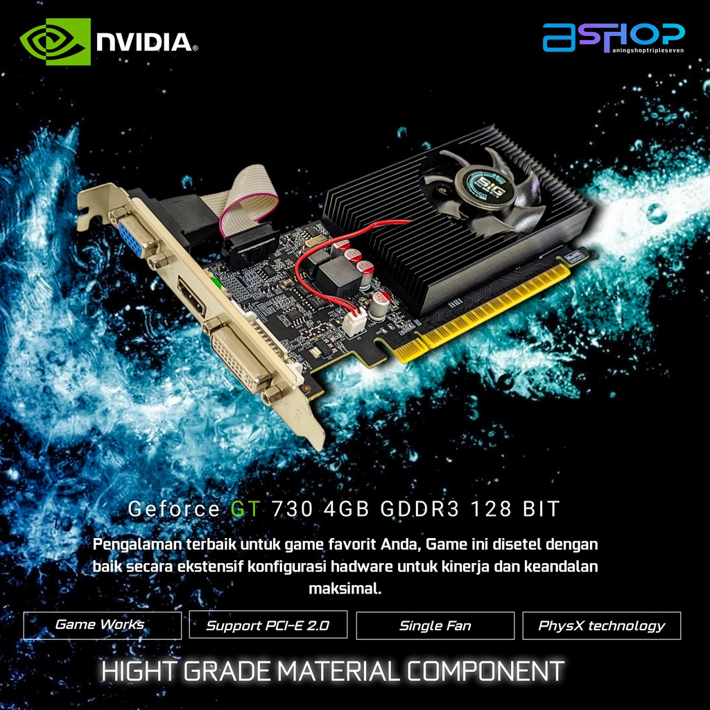Jual VGA Card Nvidia Geforce GT730 4 GB GDDR3 128Bit BIGCOM ( NEW BOX ), garansi 2 thn | Shopee ...