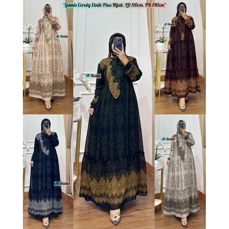 Jual [ BISA COD ] GAMIS CERUTY MOTIF ETNIK FREANDLY BUSUI PLUS HIJAB ...
