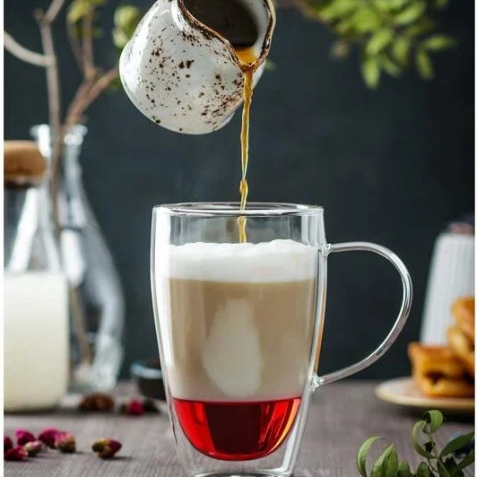 Jual Gelas kaca double glass wall layer cangkir gelas mug cup insulated anti panas dual dua 2 ...