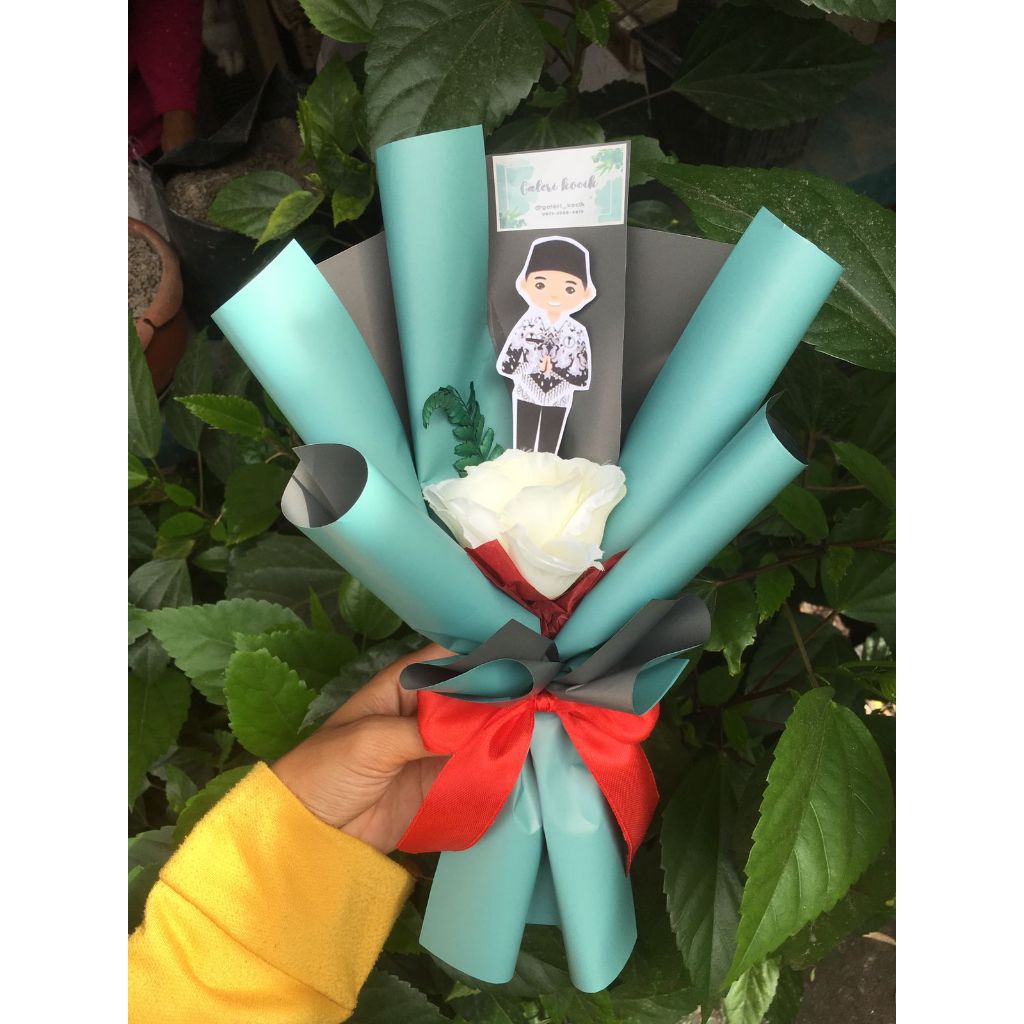 Jual Buket Special Hari Guru, Buket Bunga 1 Tangkai + Gambar Guru ...