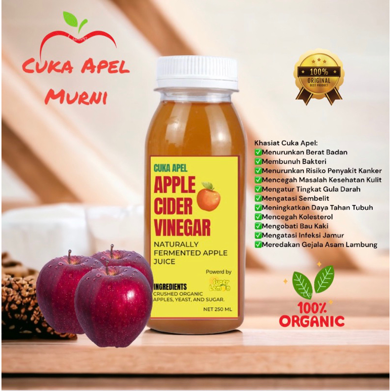Jual Cuka Apel 250ml Apple Cider Vinegar Premium Cuka Apel Organic With The Mother Untuk Diet