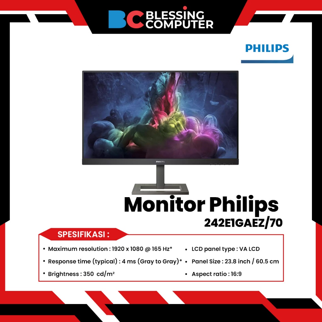 Jual Monitor Philips 242E1GAEZ/70 FHD 165Hz 1Ms Black | Shopee Indonesia