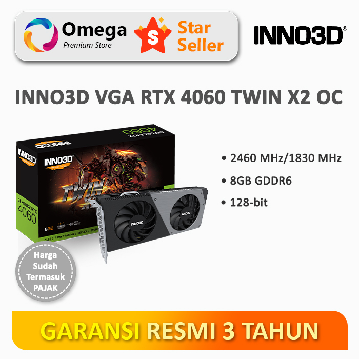 Jual VGA Inno3D GeForce RTX 4060 TWIN X2 8GB DDR6 | Shopee Indonesia