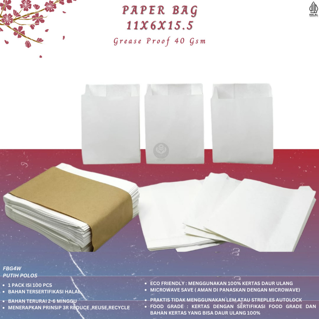 Jual Kertas Fried Chicken Kertas Roti Paper Bag (Isi 100 Lembar-FBG4W ...