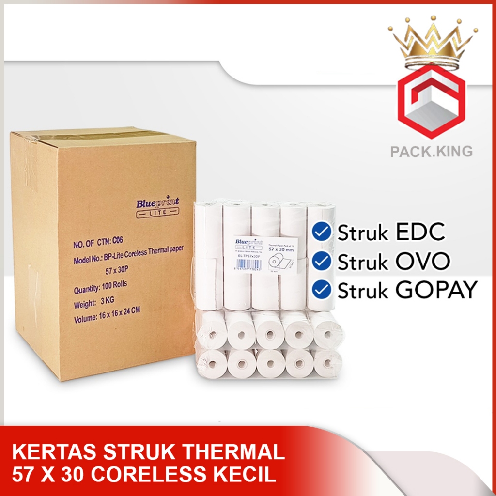 Jual KERTAS STRUK THERMAL 57X30 58X30 PAPER ROLL EDC TERMAL MINI ...