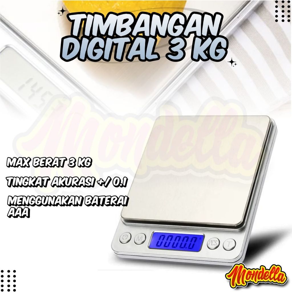 Jual Timbangan Digital 3kg Dapur Emas Mini Kopi Batu Logam Bubuk Akurat ...