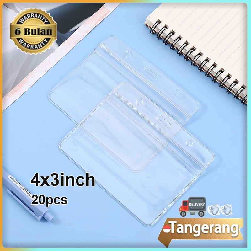 Jual 20pcs/Set Name Tag / ID Card Holder Transparan PVC Waterproof 4 ...