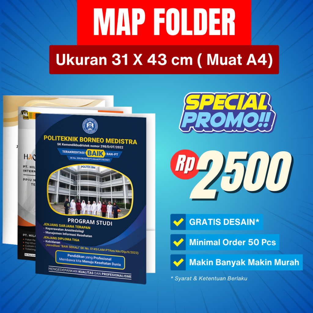 Jual Map Folder A4 Cetak Custom (Minimal 50 pcs) | Shopee Indonesia