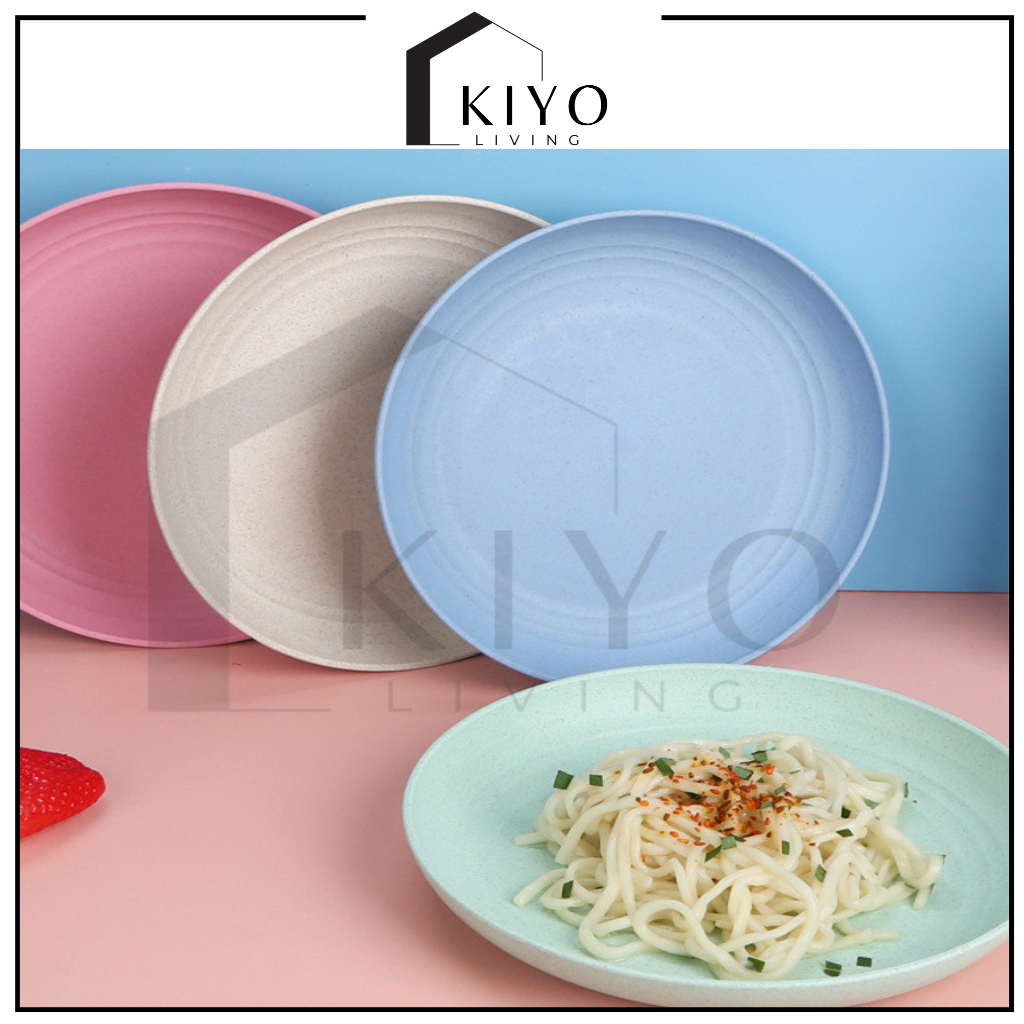 Jual KIYO Piring Makan Saji Bulat Gandum Wheat Straw Piring Snack Bahan ...