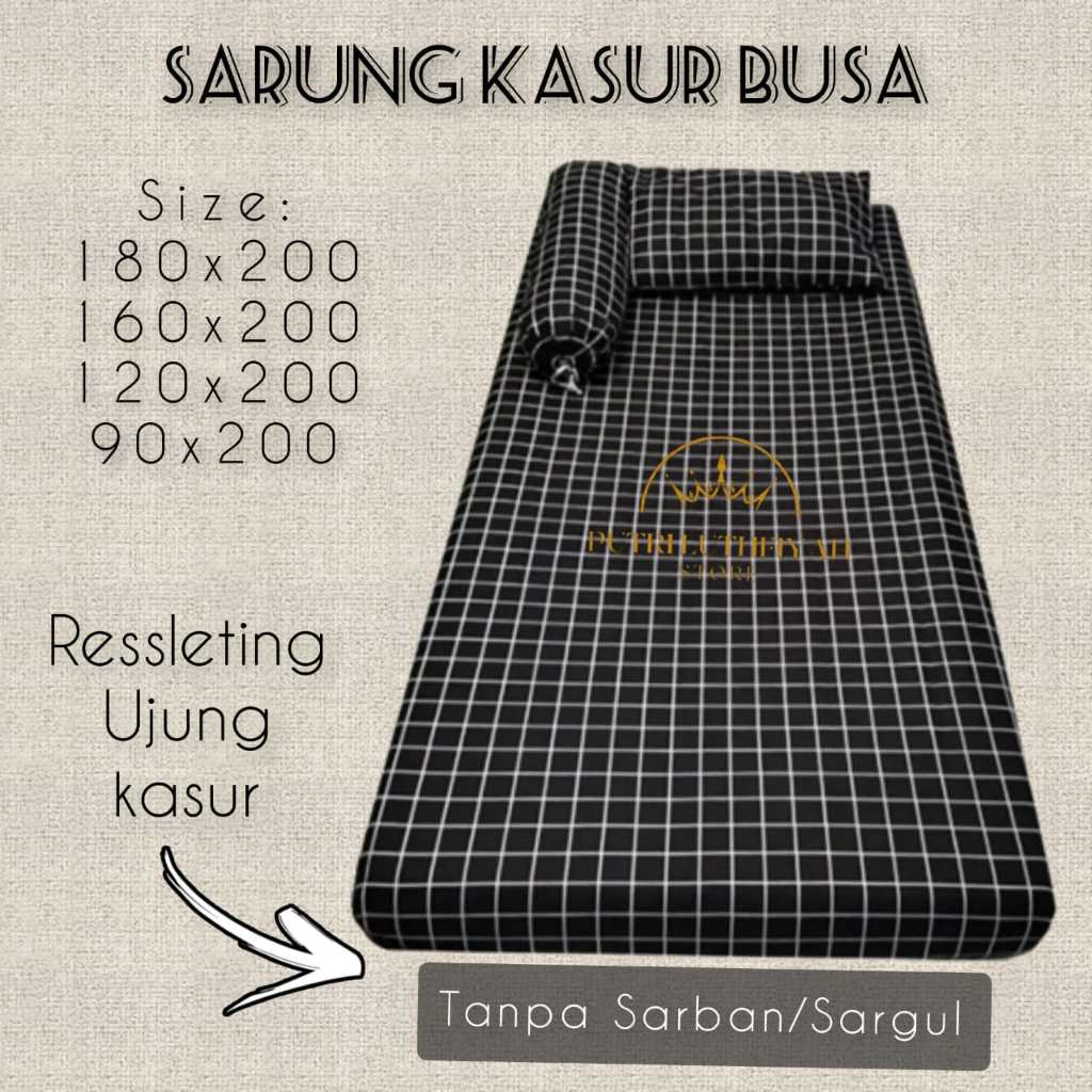 Jual Sarung kasur Busa Resleting Kotak-kotak HItam ukuran no. 1,2,3,dan ...